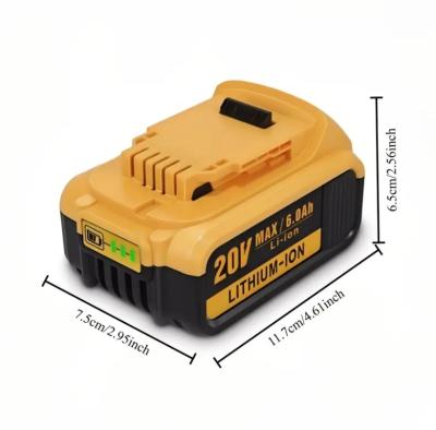 China 20V Max Power 6.0Ah Capacity Lithium Ion Battery With LiMn2O4 Positive Material For DeWalt Power Tools for sale