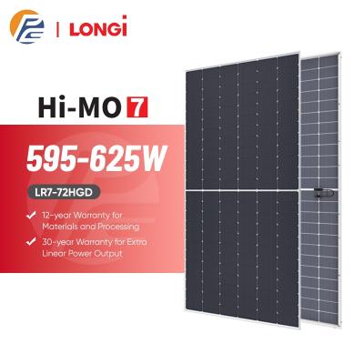 China Longi Solar Panel Himo7 N Type Bificial PV Module 600 Watt 605 610 615 620W Mono Solar Panel Commercial Solar Panels for sale