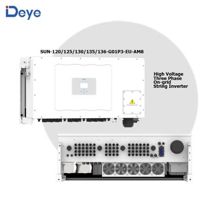 China Deye SUN-120/125/130/135/136-G Solar String Inverter On-grid String Inverter High Voltage  Three Phase Inverter 8MPPT for sale