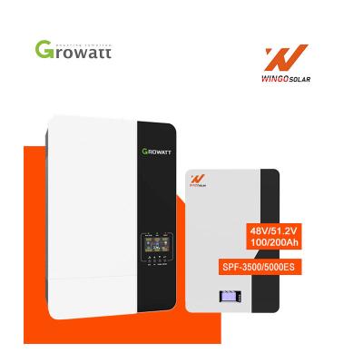 China Growatt 220V 3500W 5000W Off-Grid Single Phase Inverter Low Voltage Battery 48V/51.2V 100Ah 5kWh Lithium Battery for sale