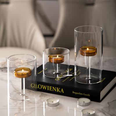 China Home Decoration Sophisticated Clear Tea Light Holder for Romantic Dining and Events for sale