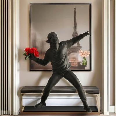 China Resin Art Deco Style Vertical Pattern Flower Throwing Boys Cross Mirror for Home Decor for sale