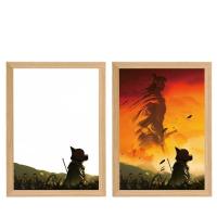 China Study and Bedroom Inspirational Nightlight with Wooden Frame from Journey to the West for sale