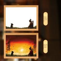 China Custom Size Black Myth Monkey King Night Light Journey to the West Wooden Frame Lamp for Bedroom and Desktop Wood Frames Product for sale