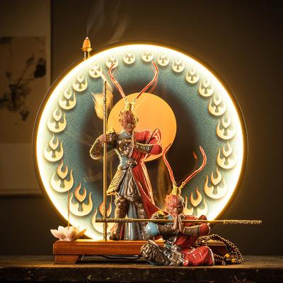 China Fiberglass Material Black Myth Wukong Ceramic LED Light Incense Burner for Anniversary for sale