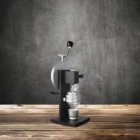 China Metal Type Aluminum Manual Coffee Bean Grinder with Flywheel Handle and Italian Burr for sale