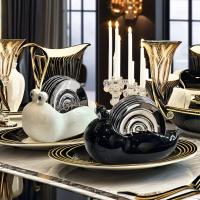 China Customized Logo Acceptable European Retro Style Glazed Ceramic Dinnerware Set for Party for sale