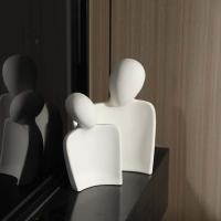 China Modern Bamboo-Integrated Porcelain Lovers Statue Abstract Art Figurine for Home Decor for sale