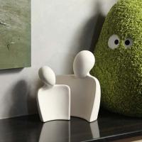 China Modern Bamboo-Integrated Porcelain Lovers Statue Abstract Art Figurine for Home Decor for sale