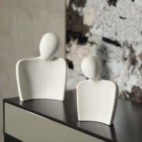China Modern Bamboo-Integrated Porcelain Lovers Statue Abstract Art Figurine for Home Decor for sale