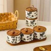 China Floral Design Sealed Glass Jar Ideal for Kitchen Storage and Microwavable Food Container for sale