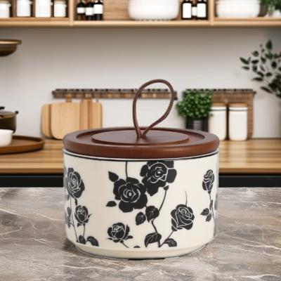 China Stylish Kitchen Storage and Decor Vintage Floral Ceramic Jar in American Style Design for sale