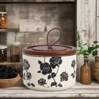 China Stylish Kitchen Storage and Decor Vintage Floral Ceramic Jar in American Style Design for sale