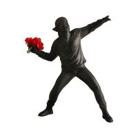 China Vertical Resin Pattern Banksy Flower Throwing Boys Contemporary Art Deco Cross Mirror for sale