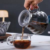 China Normal Bottle Type Transparent Glass Coffee Dripper with Bamboo Stand and Handle for sale