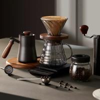 China Adults' Portable Cappuccino Coffee Dripper Set with Wooden Stand and Glass Funnel for sale