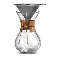 China Adults' Portable Cappuccino Coffee Dripper Set with Wooden Stand and Glass Funnel for sale