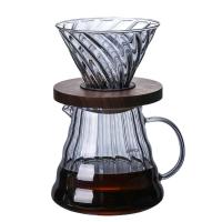 China Adults' Portable Cappuccino Coffee Dripper Set with Wooden Stand and Glass Funnel for sale