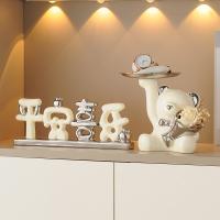 China Tree Branch Double Tray Creative White Porcelain Bear Storage Decoration for Hallween for sale