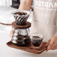 China Adults' Portable Cappuccino Coffee Dripper Set with Wooden Stand and Glass Funnel for sale