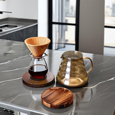 China Brown Borosilicate Glass Pour over Coffee Machine with Transparent Dripper and Pot Set for sale