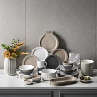 China 1 Person Quantity Matte Glazed Ceramic Dinnerware Set with Relief Pattern in BAMBOO for sale