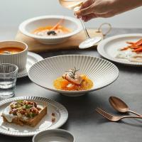 China Nordic Relief Ceramic Dinnerware Set Clear Salad Bowl Cups Bowls Saucers Plates for sale