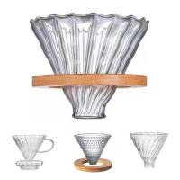China 600ml Share Drip Glass Coffee Pot with Wooden Handle Heat Resistant Pour over Coffee Maker for sale