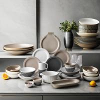 China Crackle Glaze Modern Nordic Ceramic Dinnerware Set Custom Size and Disposable Feature for sale