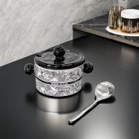China Rotundity Ceramic Bowl Set with Lid Porcelain Europe Design Microwaveable Food Container Customized Logo for sale