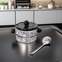 China Rotundity Ceramic Bowl Set with Lid Porcelain Europe Design Microwaveable Food Container Customized Logo for sale