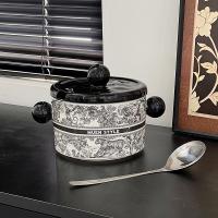 China Rotundity Ceramic Bowl Set with Lid Porcelain Europe Design Microwaveable Food Container Customized Logo for sale