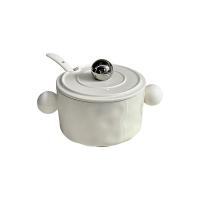China Lelyi 2024 Double Ear Heart-Shaped Ceramic Instant Noodle Bowl with Lid Dish and Bowl for sale
