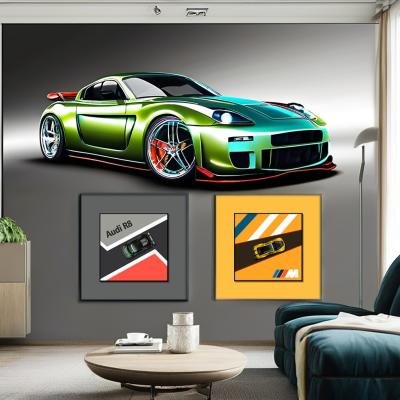 China Modern Creative Electric Alloy Car Hanging Painting for Children's Bedroom Decoration for sale