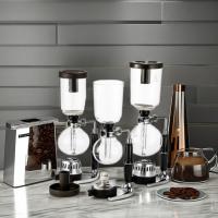 China Aluminum Metal Type 3-Cup Syphon Coffee Machine with Vacuum Tea Pot and Glass Filter for sale