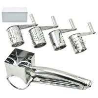 China Easy-to- Cheese Slicer and Nut Grater Handheld Stainless Steel with 4 Drum Attachments for sale