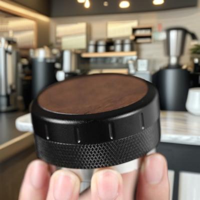 China Espresso Tamper with Walnut Wood Handle and Stainless Steel Base 51mm/53mm PS Plastic for sale