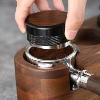China Espresso Tamper with Walnut Wood Handle and Stainless Steel Base 51mm/53mm PS Plastic for sale
