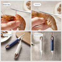 China Stainless Steel Seafood Tool Shrimp Back Opening Knife and Fish Scale Remover for Home for sale