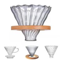 China Functional Ceramic Glass Coffee Maker with Wood Bamboo Stand and Metal Plastic Filter for sale