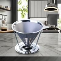 China V6 Pour over Stainless Steel Coffee Maker Tools with Transparent Glass Filter Dripper for sale