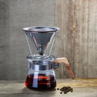 China V6 Pour over Stainless Steel Coffee Maker Tools with Transparent Glass Filter Dripper for sale