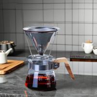 China V6 Pour over Stainless Steel Coffee Maker Tools with Transparent Glass Filter Dripper for sale