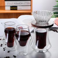 China Sustainable Double Wall Clear Glass Perfect Hand Drip Coffee Dripper Set for Office Cups for sale