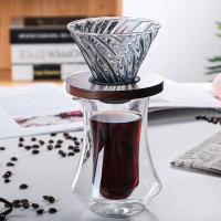 China Sustainable Double Wall Clear Glass Perfect Hand Drip Coffee Dripper Set for Office Cups for sale