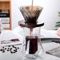 China Sustainable Double Wall Clear Glass Perfect Hand Drip Coffee Dripper Set for Office Cups for sale