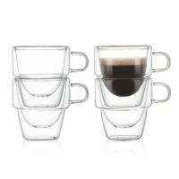 China Classic Design 150ml Double-Walled Clear Glass Coffee Mugs for Hot and Iced Beverages for sale