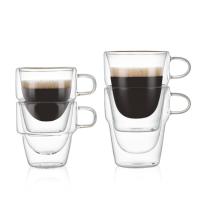 China Classic Design 150ml Double-Walled Clear Glass Coffee Mugs for Hot and Iced Beverages for sale