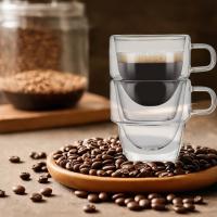 China Classic Design 150ml Double-Walled Clear Glass Coffee Mugs for Hot and Iced Beverages for sale