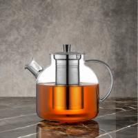 China Modern Clear Glass Kettle Tea Cup Set with 1500ml Capacity and Stainless Steel Infuser for sale